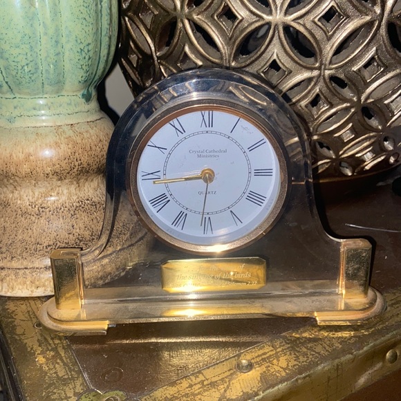 Wall Decor | Vintage Brass And Clear Clock From Crystal Cathedral ...
